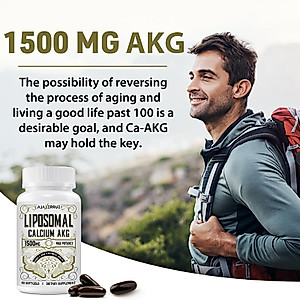 Liposomal Calcium AKG Supplement 1500 MG (Alpha-Ketoglutaric Acid), High Absorption, More Effective Than AAKG, Ca AKG for Longevity, Age Defense, Cellular Energy, Metabolic Function, 120 Softgels