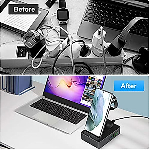 Wireless Charging Station for Samsung, 100W 8 in 1 Charging Station for Multiple Devices, Wireless Charger Stand Dock with 20W USB C 2 Port, Compatible with Samsung Series, Galaxy Buds pro