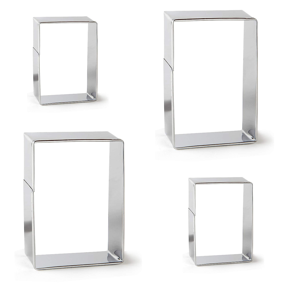 Bakerpan Stainless Steel Rectangle Cookie Cutter Set, Biscuit Cutters for Baking (2 Inch & 3 Inch)