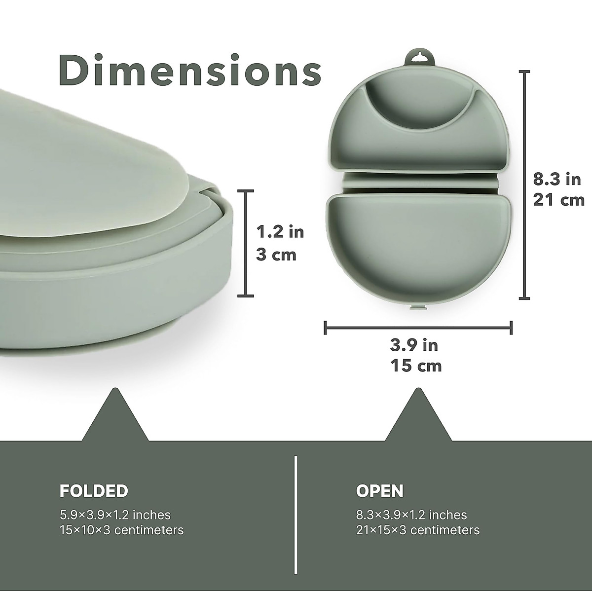 Miniware Silifold - Silicone Baby Plate - Compact & Foldable Baby Travel Essential to Promote Self-Feeding - Food Grade Silicone Baby Plates & Toddler Plates - BPA Free Baby Essentials (Sage)