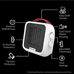 Honeywell UberHeat 5 Ceramic Space Heater for Small Rooms, White