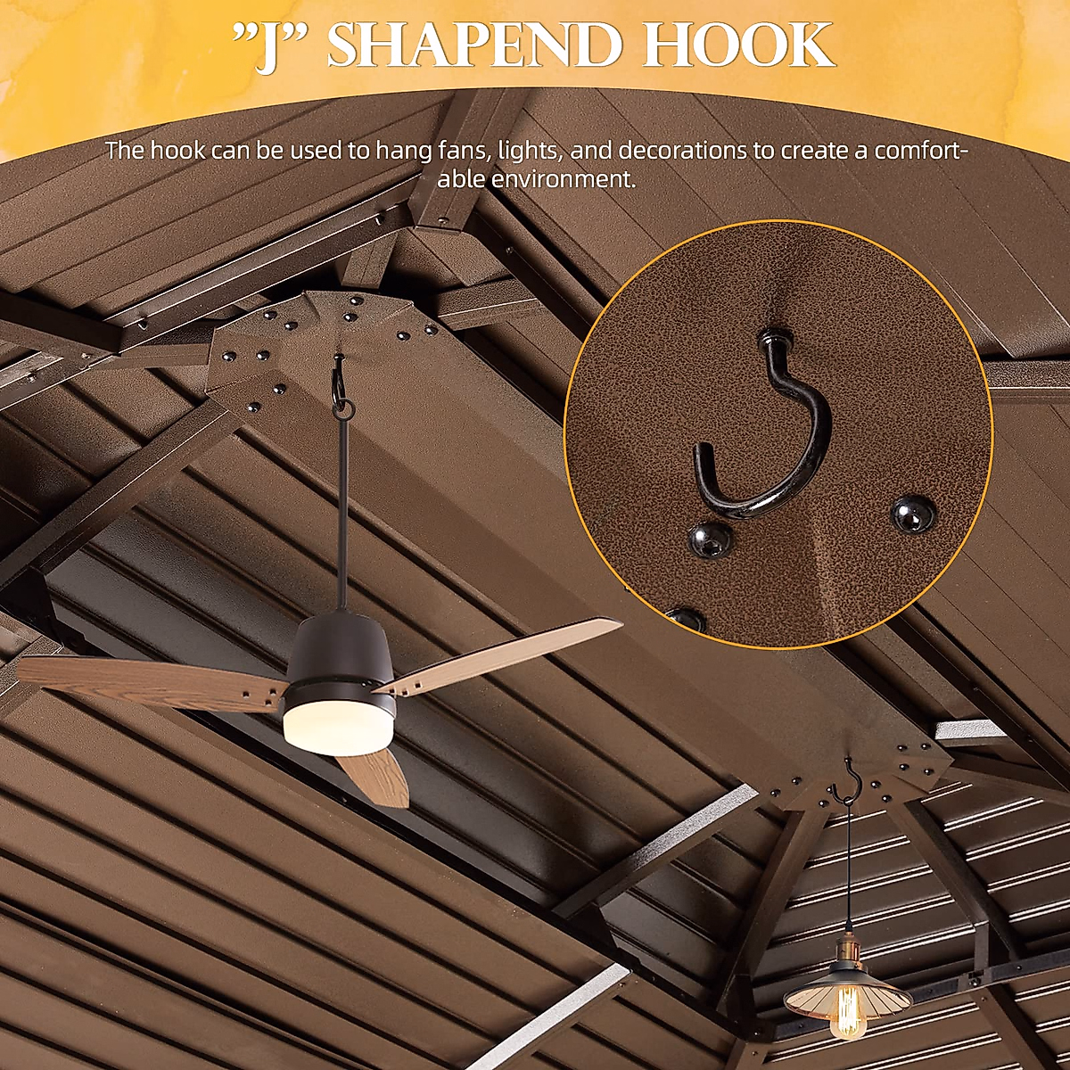 YOLENY 10'x13' Hardtop Gazebo with Galvanized Steel Arc Double Roof，Aluminum Frame Included, Outdoor Canopy Gazebos with Curtain&Netting, Sunshade for Gardens, Lawns, Deck