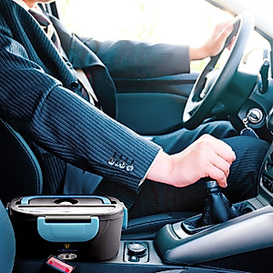 OTTSIGNATURE Electric Lunch Box Food Heater - 60W Portable Food Warmer for On-the-Go - Heated Lunch Boxes for Adults, Portable Oven 12V Car Food Warmer, Kitchen Small Appliances, Meal Prep Containers