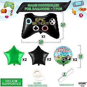 KatchOn, Huge Video Game Balloons - Pack of 7 | Gaming Balloons for Gamer Party Decorations | Gamer Birthday Balloons | Game Controller Balloon with Star Balloons | Gamer Balloons for Birthday Party
