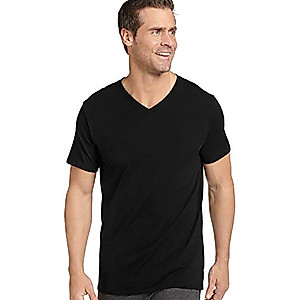 Jockey Men's T-Shirts Cotton Stretch V-Neck T-Shirt - 3 Pack, Black, l