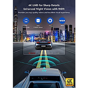 [F7NS+in-Car Rear Camera]-REDTIGER F7NS 4K Dash Cam with Wi-Fi GPS Front and in-Car Rear Camera and Cable