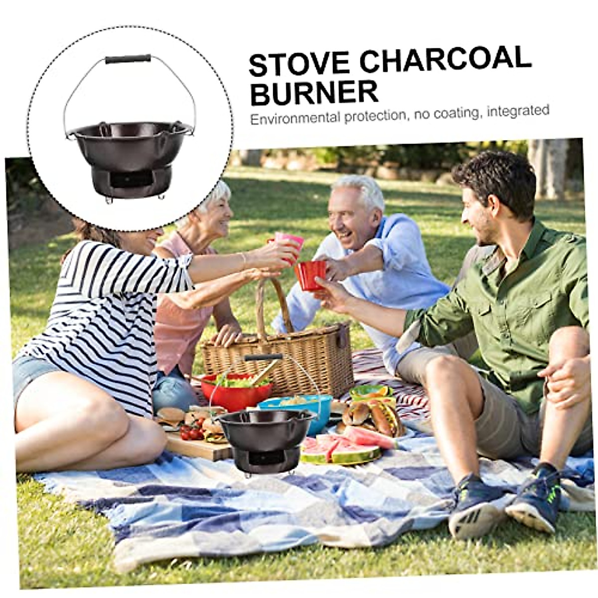 Cabilock 1 Set Charcoal Stove Portable Burner Camping Oven Portable Cooking Stove Stainless Steel Charcoal Grill Indoor Stove Korean Bbq Grill Indoor Outdoor Barbecue Stove Heating Stove