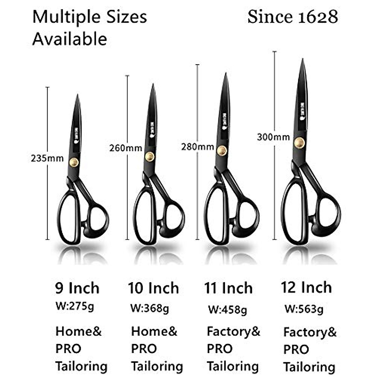 Fabric Tailor Shears Professional 12" Heavy Duty Sewing Scissors for Leather Clothes Industrial Strength High Carbon Steel Tailor Scissors Sharp for Home, Office, Dressmaker, Costume Designer