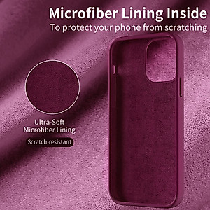 CHEZEAL Compatible with iPhone 14 Pro Max Case 6.7inch,[Bulit-in 360° Rotatable Ring Stand][Anti-Scratch Soft Microfiber Lining] Liquid Silicone Shockproof Phone Case for iPhone 14 Pro Max - Wine Red