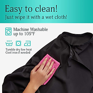 Lilexo Barber Cape - Professional Large Salon Hair Cutting Cape for Men with Snap Closure, 66" x57” Water Resistant Unisex Adults Black Hair Stylist Gown for Haircut Hairdresser Styling