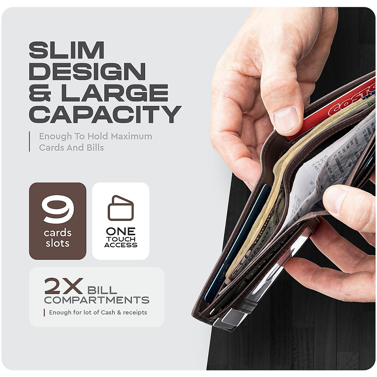 Wallet for Men’s - Genuine Leather Slim Bifold RFID Wallet - Gift for Men Packed in Stylish Gift Box