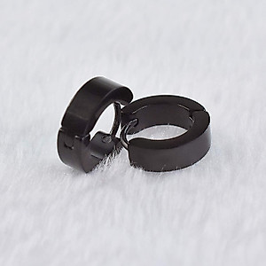 Stainless Steel Hoop Earrings For Men's Women's,Silver/Gold/Black/Blue Hypoallergenic Round Huggie Earrings,Fashion Punk Earrings Piercing Jewelry,Simple Stylish Loop Earring,Gift for Him Her Birthday