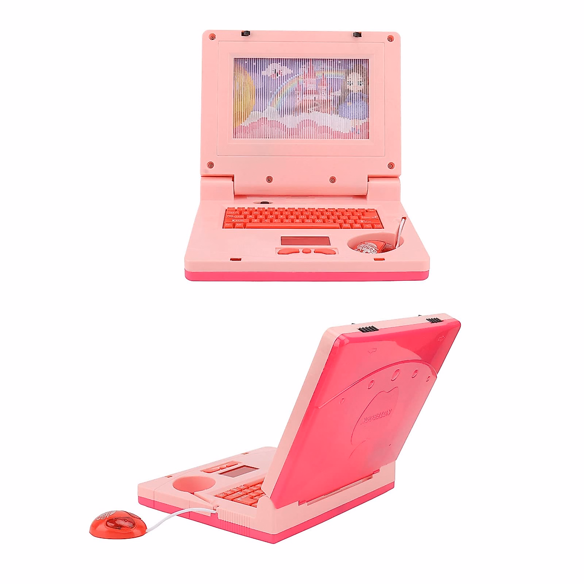 Kids Exploration Toy Laptop Educational Learning Computer, Children's Educational Interactive Computer with 20 Learning Activities and 30 Pieces of Popular Music, Birthday (Pink)