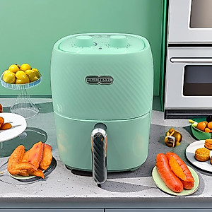 MORE TASTE Mini Air Fryer 2.7QT/3L Small Size Compact for 1-2 People Vortex Air Fry, Broil, Bake, Roasts, Reheats, Dehydrates for Quick Easy Meals, 1500W (Small, Green)