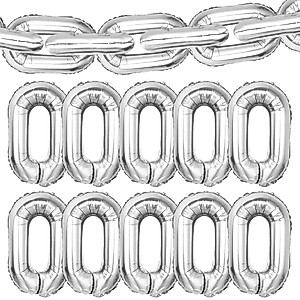KatchOn, Big Silver Chain Balloons - 16 Inch, Pack of 30 | Chain Link Balloons, 90s Party Decorations | Chain Balloons Silver, Notorious One Birthday Decorations | Link Balloons, Hip Hop Party Decor