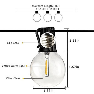 Svater LED Outdoor String Lights 36FT, Patio Lights with 20 Glass Edison Bulbs, Dimmable IP45 Waterproof Outdoor Hanging Globe Lights 2700K Warm White(2 Pack X 18FT)