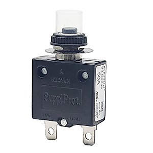 KUOYUH USA 17-50 Amps 98 Series Quick Connect Terminals Push-to-Reset Thermal Circuit Breaker with Transparent Waterproof Button Dust Cover (1-Pack) (50A)