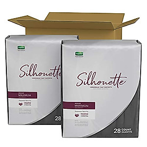 Depend Silhouette Adult Incontinence and Postpartum Underwear for Women, medium (32–42" waist), Maximum Absorbency, Black, 56 Count (2 Packs of 28)