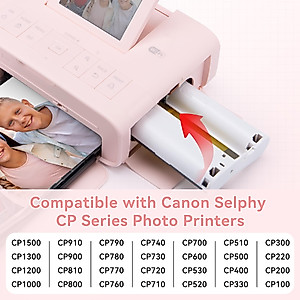 Wonfoucs Compatible for Canon Selphy CP1300 CP1500 Ink and Paper, Compatible for CP1200 CP1000 CP910 CP900 CP810 CP760 CP770 CP780, KP-108IN 3 Color Ink Cartridges and 108 Sheets 4x6 Photo Paper