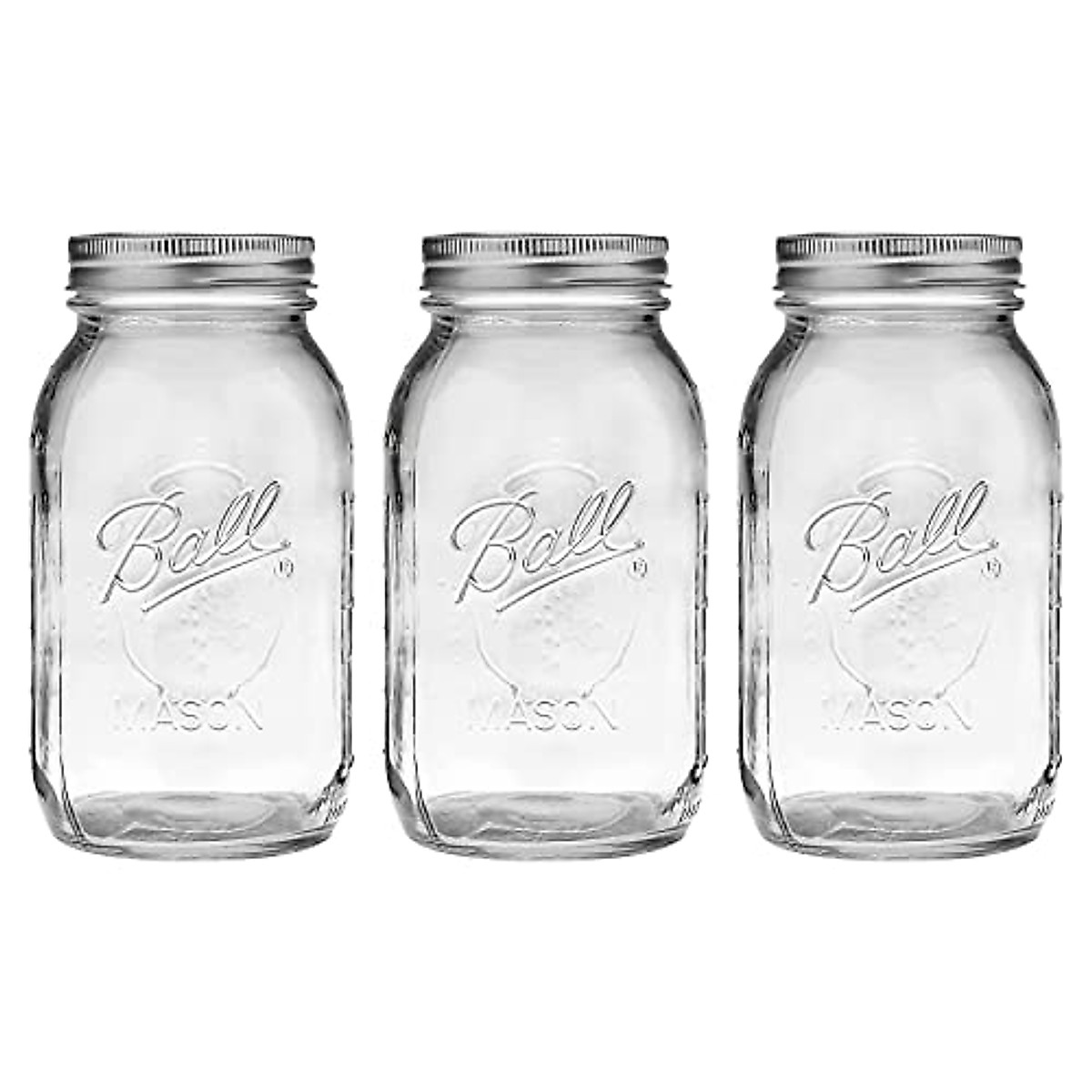 Ball Mason Jar-32 oz. Clear Glass Wide Mouth - Set of 3
