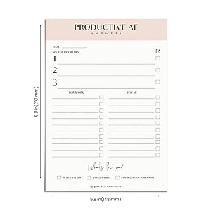 Manifest Your Purpose Productive AF Notepad, Daily Planner, Simple Pink Notepad, Organizer, To - Do Lists, Size A5, Undated Planner (50 Sheets),