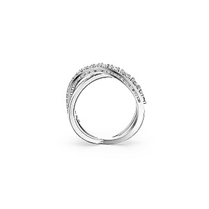 SWAROVSKI Women's Hyperbola Ring, Clear Crystal Stones in a Spiral Design, Rhodium Finished Setting, Size 52