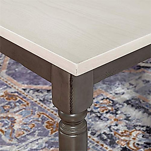 Powell Linon Willow Wood Dining Bench in Smokey White and Dark Gray