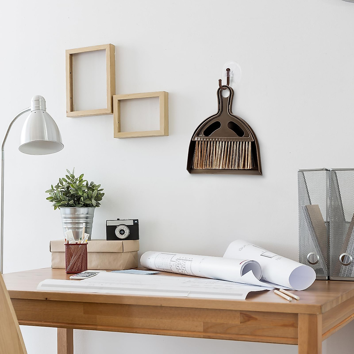 Domensi 12 Sets Small Broom and Dustpan Set Mini Dustpan and Brush Set Hand Broom and Dustpan Set Mini Broom and Dustpan Small Dustpan and Brush Set for Home Table Desktop Floor Kitchen Cars Cleaning