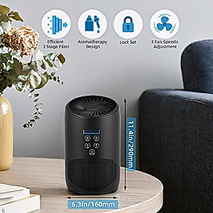 HEPA Air Purifiers for Home Bedroom, Smoke Air Cleaner with Fragrance Sponge, Lock Set, Ultra Quiet HEPA Air Purifier for Dust, Odor, Pet Dander,Smoke
