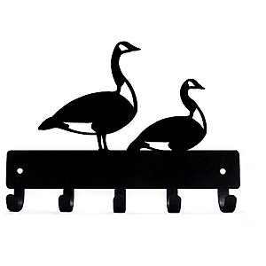 The Metal Peddler Canadian Geese Key Rack Holder - Small 6 inch wide - Made in USA; Wall Mount
