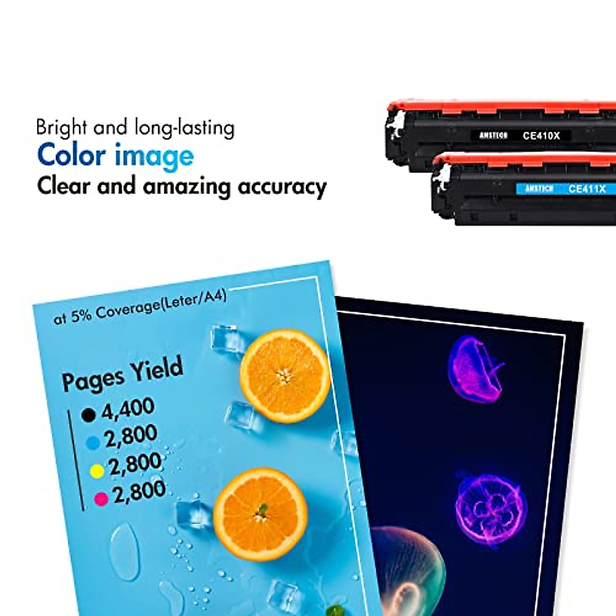 Amstech 305X 305A Toner Cartridge 4 Pack Replacement for HP 305X 305A CE410X CE411A CE412A CE413A for HP Laserjet Pro 400 Color MFP M451nw M451dn M475dn M475dw Pro 300 Color MFP M375nw Printer