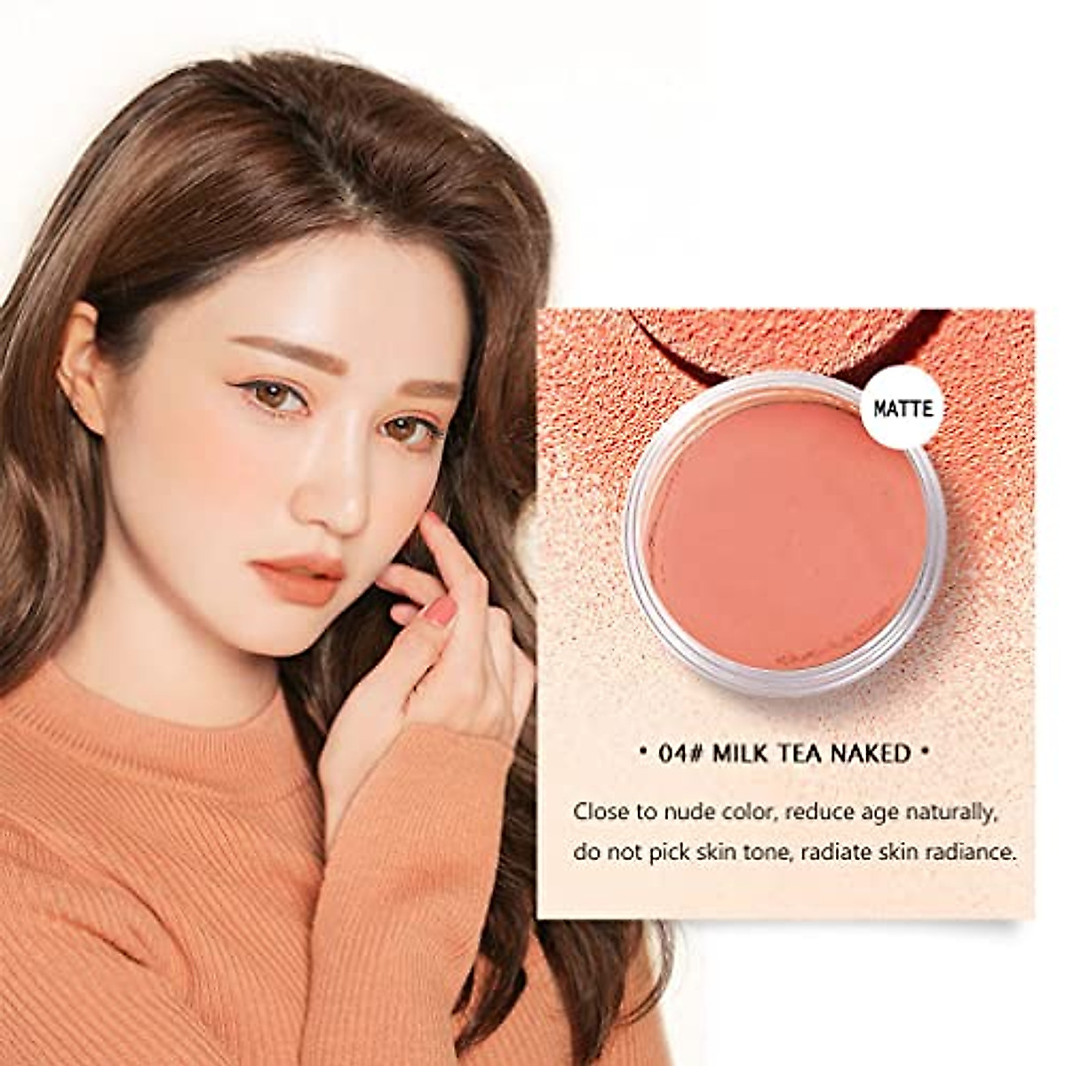 Loose Powder Blush Air Cushion Blush Natural Blusher Bright Shimmer Face Blush for Cheek Highly Pigmented Blush Makeup Easy to Blend Makeup Blushin, All Day Wear(04#)