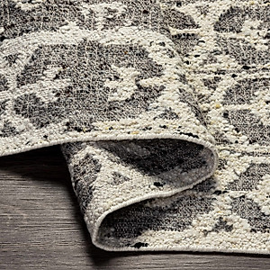 Hauteloom Andop Wool Living Room, Bedroom Area Rug - Bohemian, Transitional - Cream, Gray, Charcoal - 8' x 10'