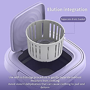 Portable Washing Machine, 8L High Capacity Mini Washer with 3 Modes Deep Cleaning Half Automatic Washt, Foldable Washing Machine with Soft Spin Dry for Socks, Baby Clothes, Towels, Delicate Items (Purple)
