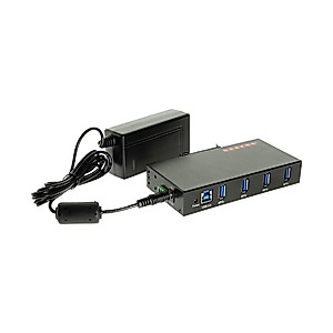 USB 3.0 4 Port Industrial Din Rail Mount Hub w/Power Adapter