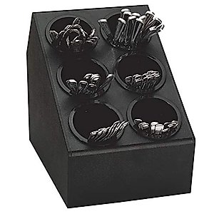DISPENSE-RITE CTSH-6BT Six Compartment Countertop Flatware Organizer,Black