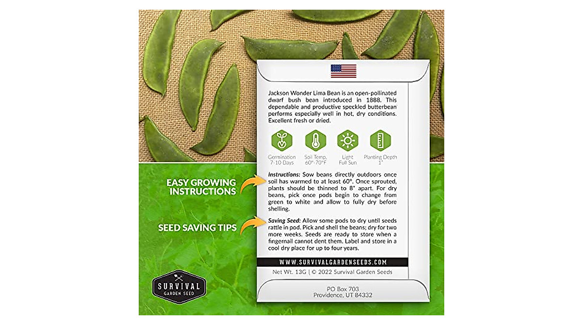 Jackson Wonder Lima Seeds - Heirloom Butter Beans for Your Garden