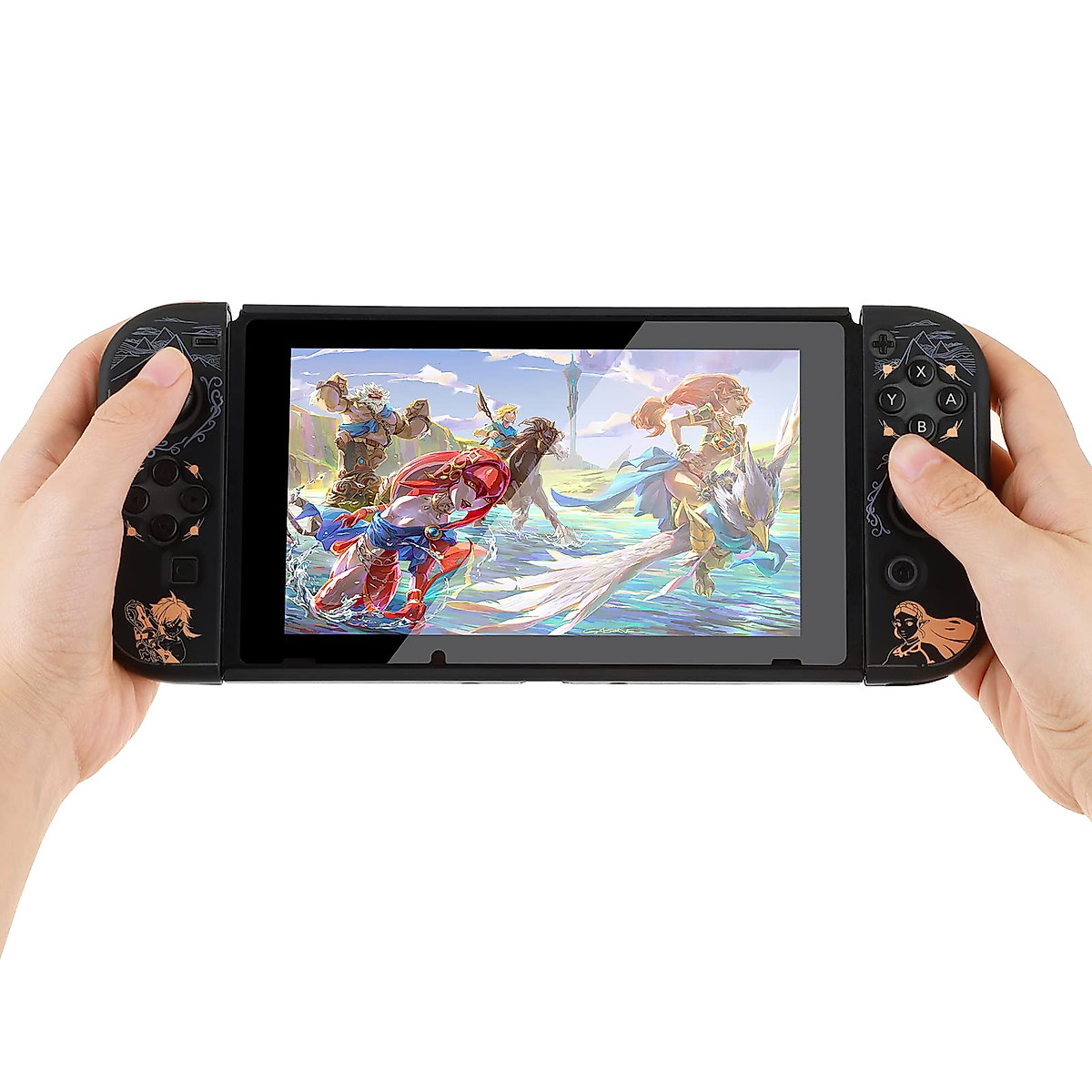 Dockable Protective Case Compatible with Switch, Hard Shell Case cover for Switch and Joy-Con Controllers with 4 Thumb Grips,Zelda Switch Carrying Case (The Legend of zelda)