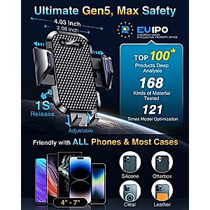 VANMASS TOP Car Phone Holder [Military-Grade Suction & Vent Clip] Cell Phone Mount for Car Dashboard Windshield Vent, Truck Automobile Cradles Dash Stand Bracket for iPhone 14 Pro Max 13 12 11 Android