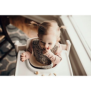 Three Little Tots Modern Silicone Baby Bib – Adjustable Fit Waterproof Catch Bibs ((Leopard)