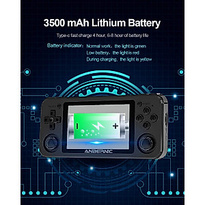 ANBERNIC RG351P Handheld Game Console with 64G TF Card 2500 Classic Games 3.5 Inch IPS Screen 3500mAh Battery, Video Games Player with Open Source System RK3326 Chip Quad-core (RG351P Black)