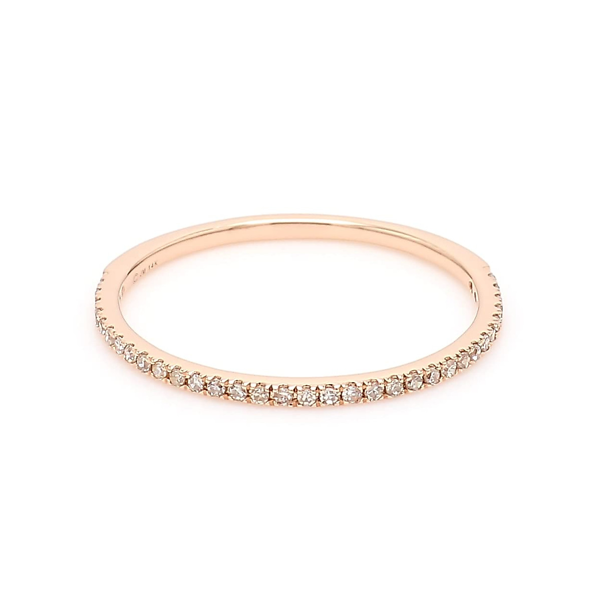 JewelMore 0.08 Carat (ctw) 10K Gold Round White Diamond Ladies Dainty Anniversary Wedding Stackable Ring (White Gold, 7.5)