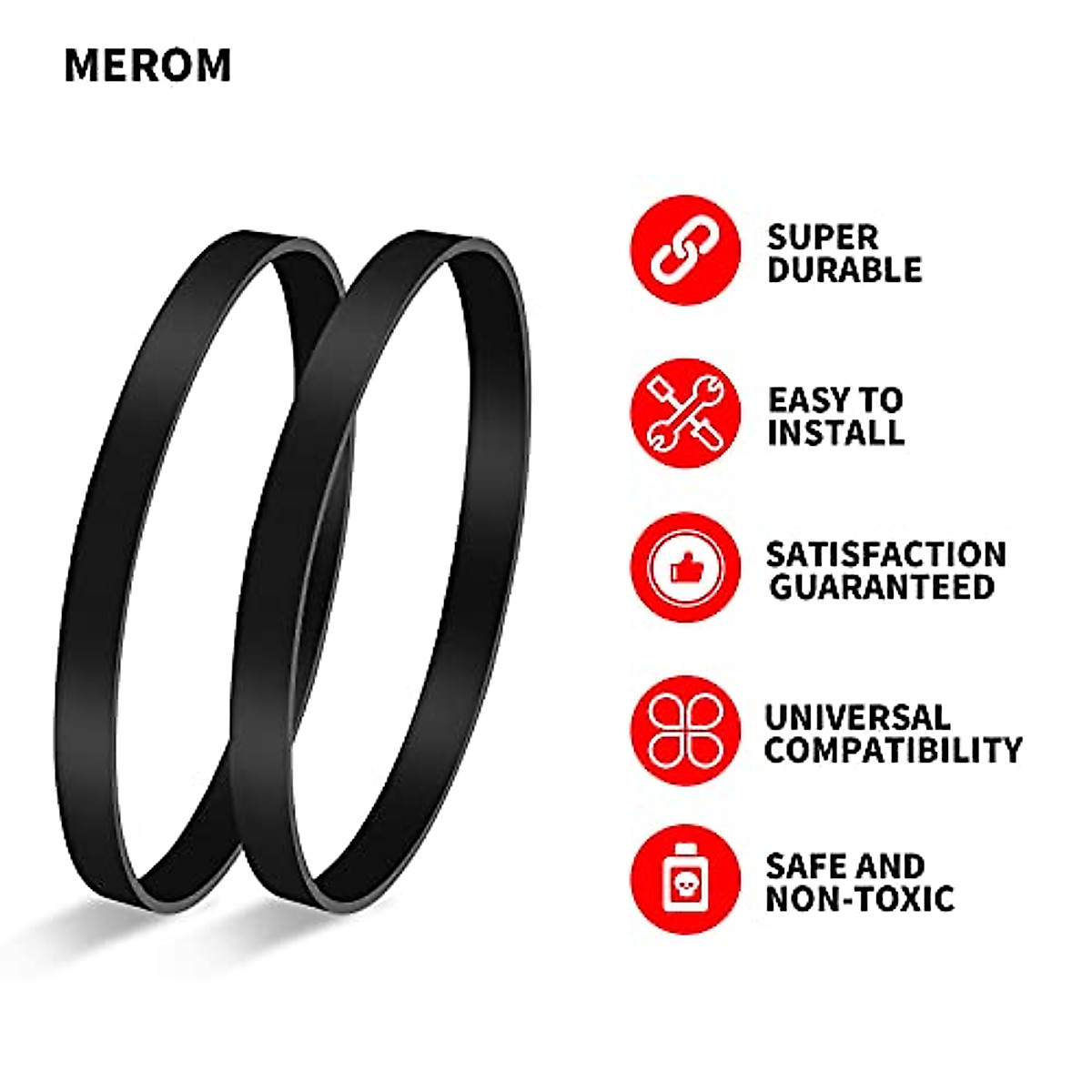MEROM Vacuum Replacement Belts for Bissell Model 2910, 2190W, 2987, 2806, 28062, 28068, 29878, 29879, Fit PowerForce/TurboClean PowerBrush Pet Carpet Cleaner (2 Pack)