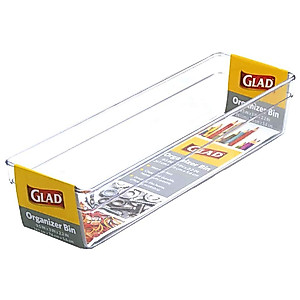 Glad Clear Plastic Organizer Bin – 9.5” x 3” x 2.2” Drawer Storage Tray with Non-Slip Feet