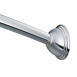 Moen Chrome 54-Inch to 72-Inch Adjustable Length Fixed Mount Single Curved Shower Curtain Rod for Bathroom, CSR2160CH