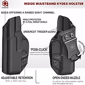 Amberide IWB & OWB KYDEX Holster Fit: Taurus GX4 Pistol, Inside Outside Waistband Concealed Carry, Adjustable Cant & 'Posi-Click' Retention, USA Made by Amberide