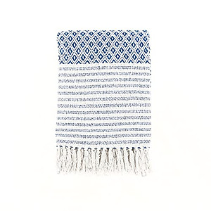 Indian Haat Bazaar Throw Blanket - Pure Cotton Diamond Pattern Countryside Boho Farmhouse Soft and Warm Cozy Blanket & Throws for Sofa - Blue - 50x60 Inches (TRW00001-NB-5060)