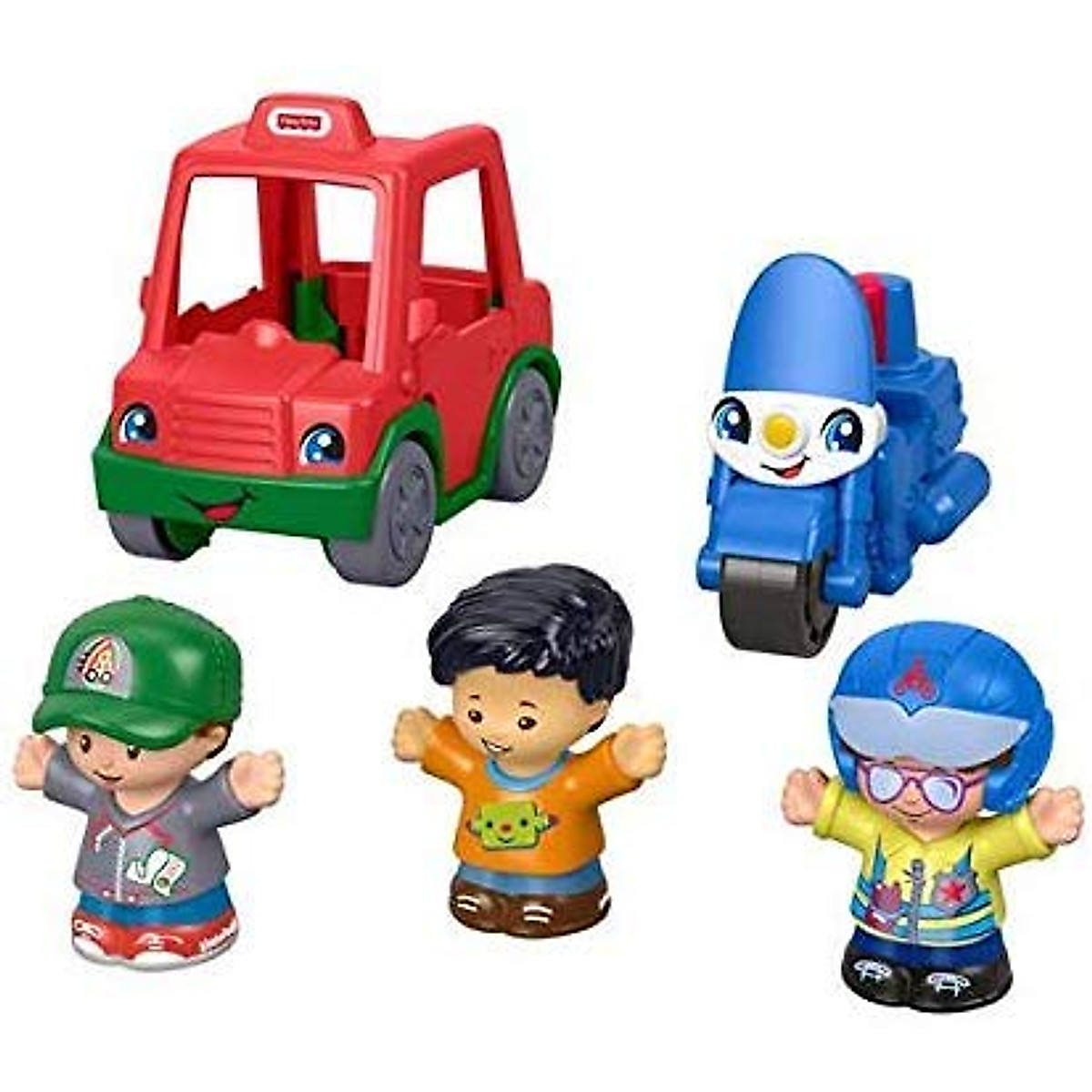 Fisher-Price Little People Share & Care Vehicle Gift Set with Police Motorcycle and Pizza Delivery Car