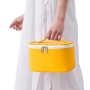 Meiyuuo Makeup Bag Cosmetic Bags Small for Women Ladies Zipper Pouch Makeup Organizer Waterproof Cute (Bright Yellow)