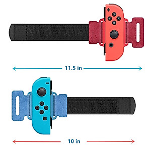 FANPL Upgrade Wrist Bands Compatible with Just Dance 2025/2024/2023/2022/2021, Adjustable Elastic Strap for Switch & OLED Model JoyCon Controller, Fit for Adults and Children,2 Pack (Blue and Red)